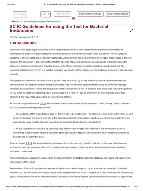 63 5 1 10 Sc Ic Guidelines For Using The Test For Bacterial Endotoxins British