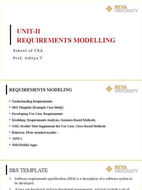 unit ii requirements modelling school of csa prof aditya v