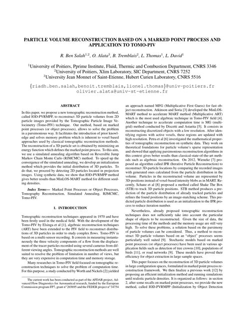 pdf particle volume reconstruction based on a marked point process