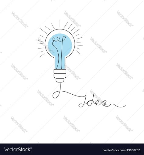 Idea Text With Hand Drawn Light Bulb Transparent Vector Image