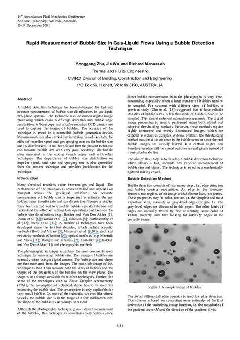 Pdf Rapid Measurement Of Bubble Size In Gas Liquid Flows Using A Bubble Detection Technique