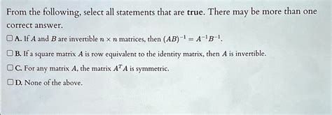 solved a if a and b are invertible n x n matrices then ab 1 a