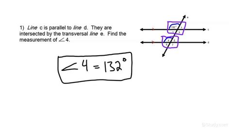 how to find the measure of a corresponding angle given two parallel