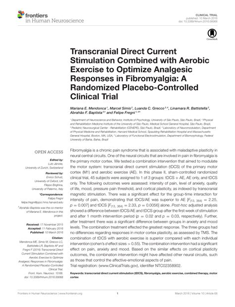Pdf Transcranial Direct Current Stimulation Combined With Aerobic