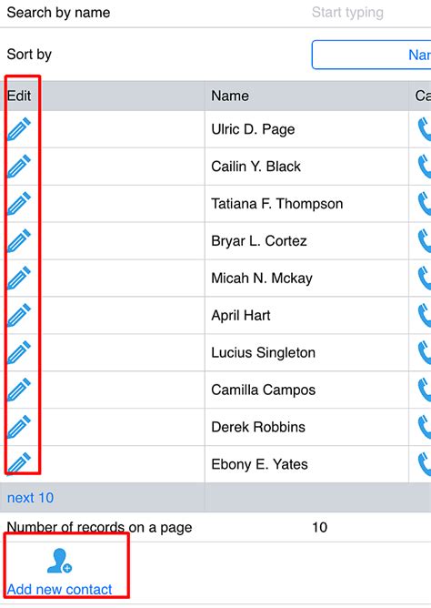 an editable contacts list developer documentation mobilengine