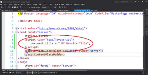 Set Text Inside Title Bar In ASP Net Via Single File