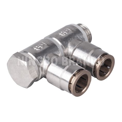 Male Double Banjo Push In Nickel Plated Brass Pneumatic Air Hose Fitting 4mm 6mm 8mm 10mm 12mm 1