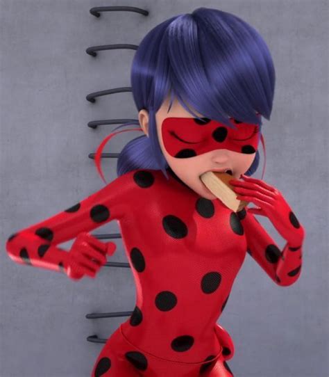 An Animated Lady Bug Eating Something In Her Mouth