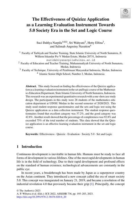 Pdf The Effectiveness Of Quizizz Application As A Learning Evaluation