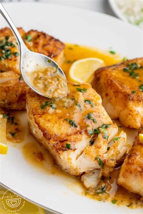 Lemon Butter Pan Seared Cod Recipe Little Sunny Kitchen