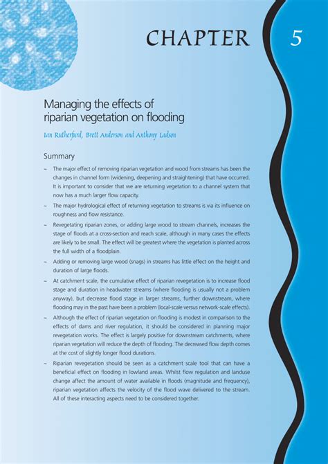 Pdf Chapter 5 Managing The Effects Of Riparian Vegetation On Flooding