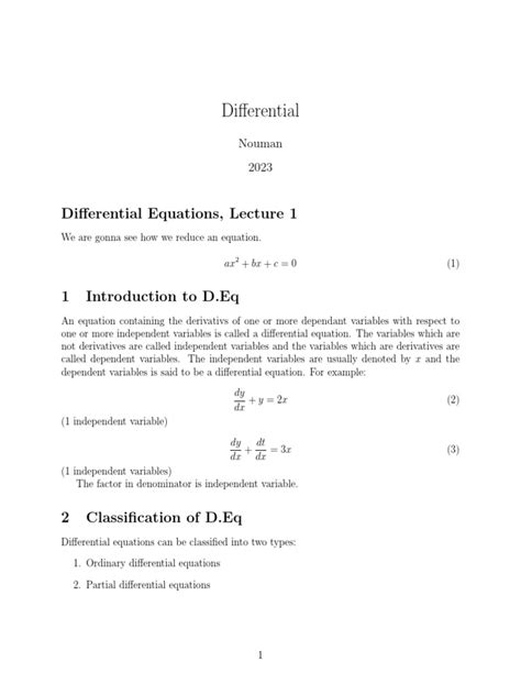 Diff Notes Pdf Pdf Equations Differential Equations