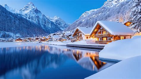 雪山木屋冬日暖阳景色高清图片下载 正版图片402682498 摄图网