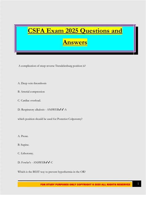 Csfa Exam 2025 Questions And Answers Csfa Stuvia Us