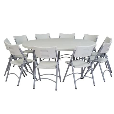 6ft 72inch Hdpe Tabletop 10 Seater Wedding Banquet Dining Foldable Plastic Round Tables For
