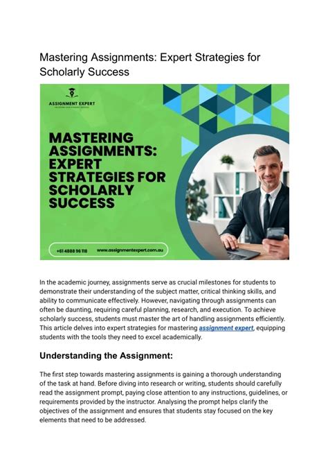 Ppt Mastering Assignments Expert Strategies For Scholarly Success