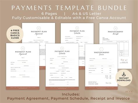 Payment Template Bundle Canva Photography Business Form Set Invoice Template For Photographers