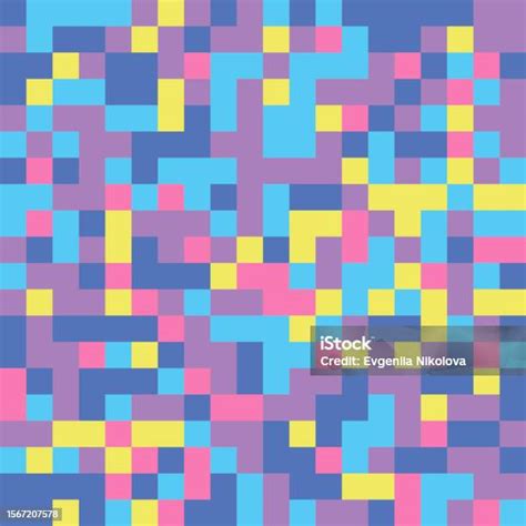 무작위로 색칠된 정사각형 요소의 추상적인 배경 디지털 위장 픽셀 원활한 패턴입니다 벡터 그림입니다 모자이크 벽지 배경 스톡 그림