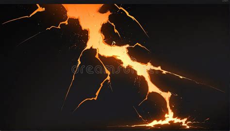 Orange Lightning Impact Effect On Plain Black Ai Generated Stock