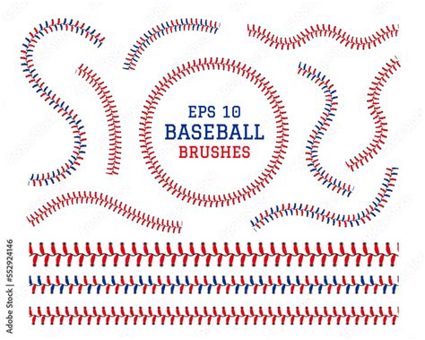 Baseball Seam Lace Softball Pattern Red Brush Texture For Base Ball