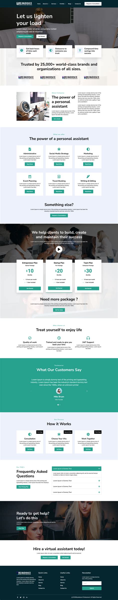 Breakdance Virtual Assistant Layout