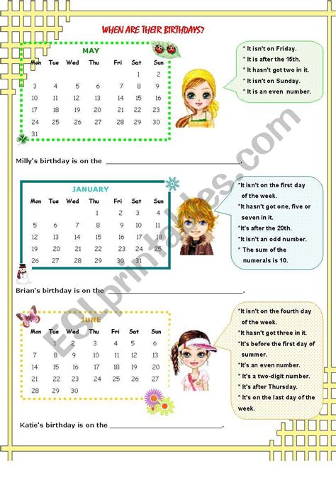 DATE PUZZLE ESL Worksheet By Bubika