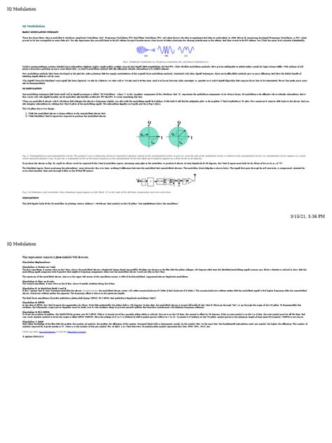 Iq Modulation Pdf Modulation Frequency Modulation