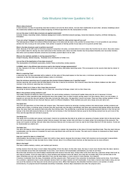 Data Structures Interview Questions Set 1 Pdf Pointer Computer Programming Variable