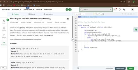 Dsa Day8 Geeksforgeeks Stockbuysell Codingpractice Greedy