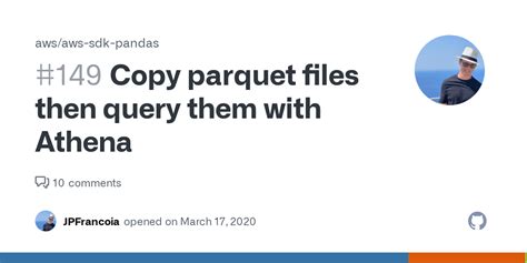 copy parquet files then query them with athena · issue 149 · aws aws