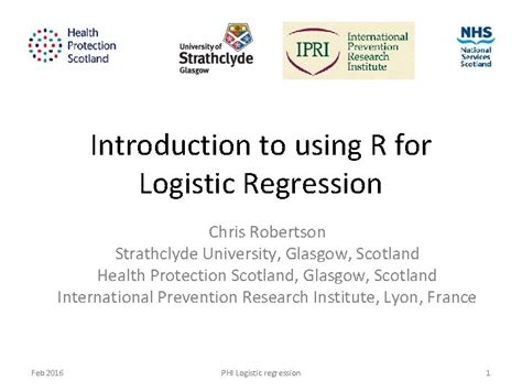 Introduction To Using R For Logistic Regression Chris