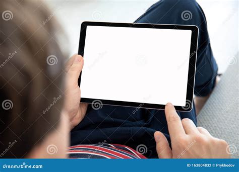 Man Holding In Hands Computer Tablet With Screen Stock Photo Image Of Gadget Hand