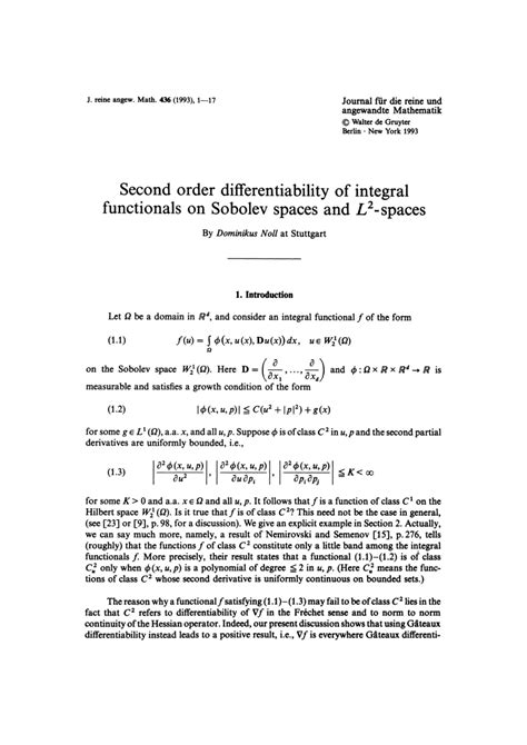 pdf second order differentiability of integral functionals on sobolev