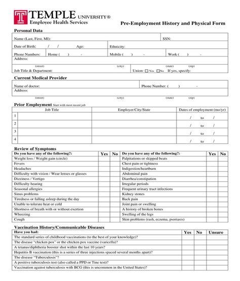 FREE 5+ Blank Pre-Employment Physical Forms in PDF