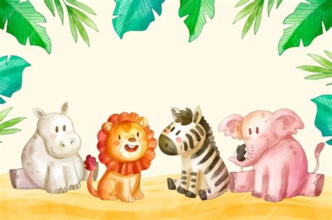 수채화 사파리 배경 무료 벡터