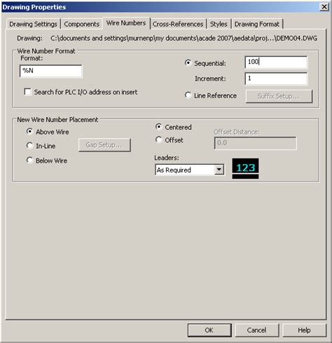 project properties wire number sequential format question autodesk