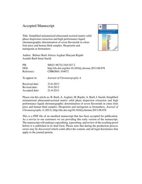 Pdf Simplified Miniaturized Ultrasound Assisted Matrix Solid Phase Dispersion Extraction And