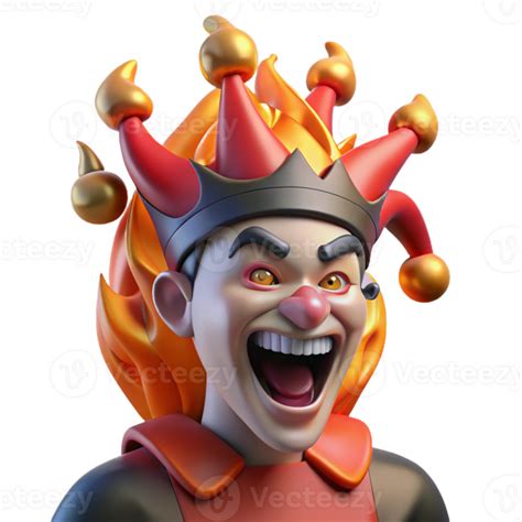 Beautiful Traditional 3d Illustration Of A Jester With Fiery Crown High