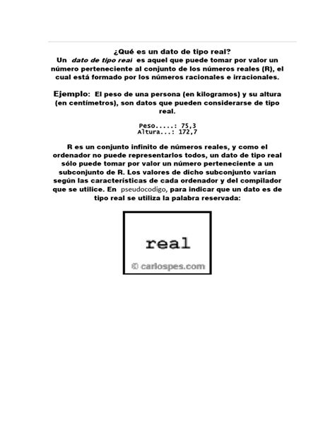 Qué Es Un Dato De Tipo Real Pdf