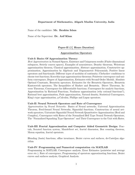 pdf approximation operators syllabus maths amu
