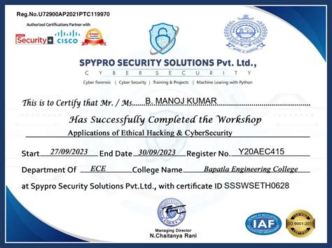 Bellamkonda Manoj Kumar On Linkedin Cybersecurity Syprosecuritysolutions Workshop