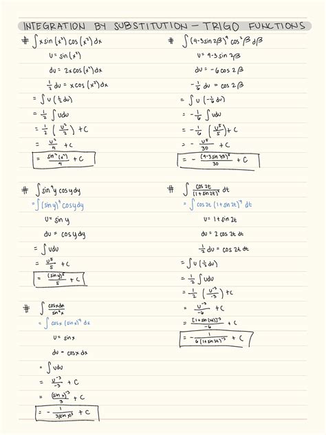 Integration By Substitution Trigo Functions Integral Calculus Integration Substitution