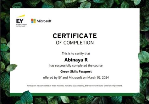 just finshed sustainability and green job abinaya r