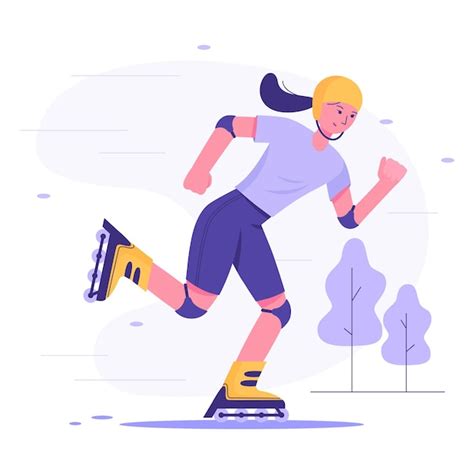 Premium Vector Girl On Roller Skates Vector Art