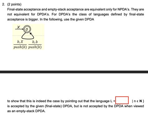 Solved 2 2 Points Final State Acceptance And Empty Stack