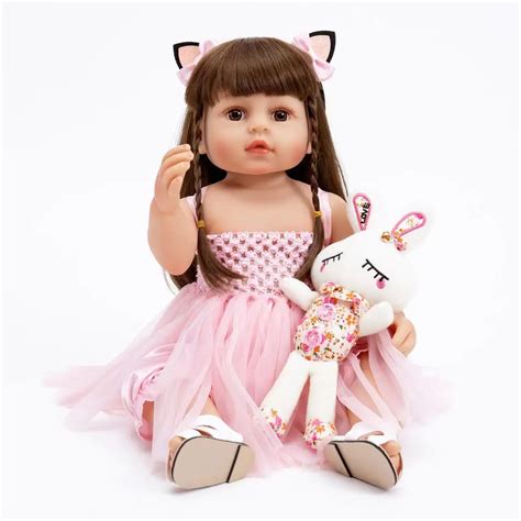 Muñeca Reborn De Silicona De 60cm Con Pelo Largo Regalo Para Niña