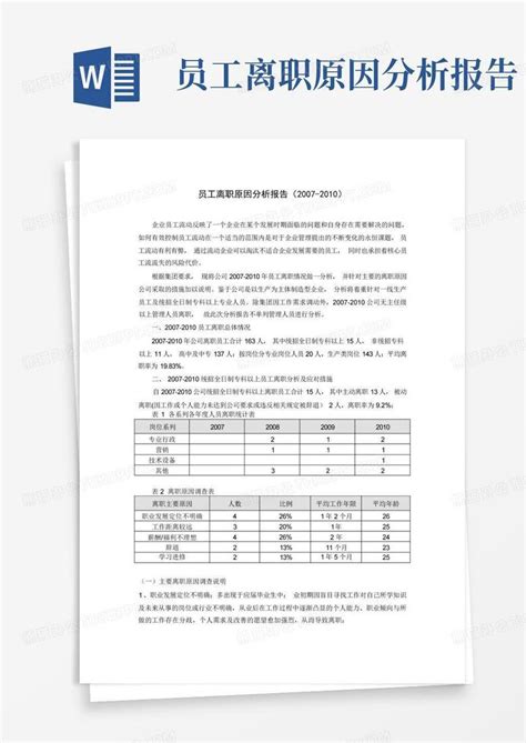 员工离职原因分析报告word模板下载编号qkgaknpo熊猫办公