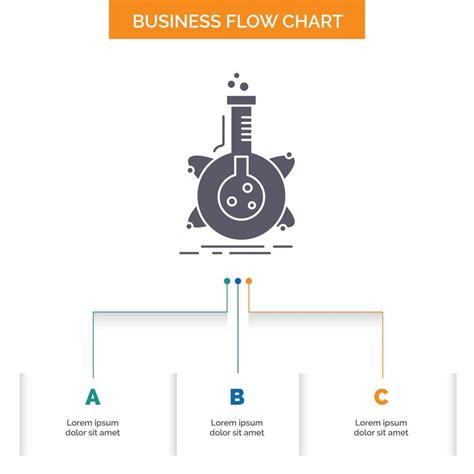 Research Laboratory Flask Tube Development Business Flow Chart Design With 3 Steps Glyph