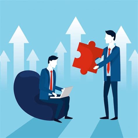 Business People Assembling Jigsaw Puzzle With Upward Arrow Graphics