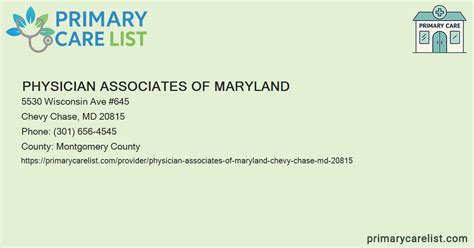 Physician Associates Of Maryland Primary Care In Chevy